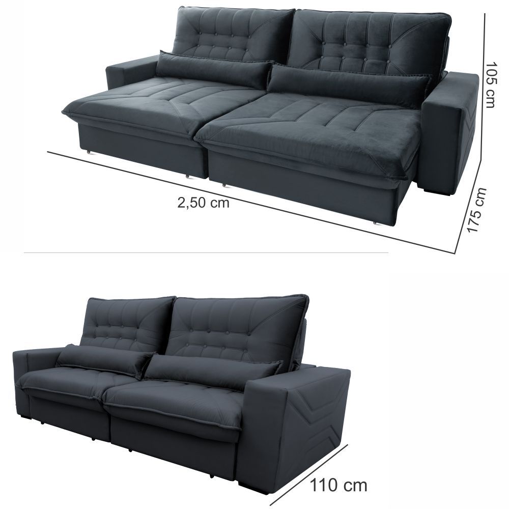 Sofá Retrátil e Reclinável Hellen Magestic 4 Lugares 250 cm com ...