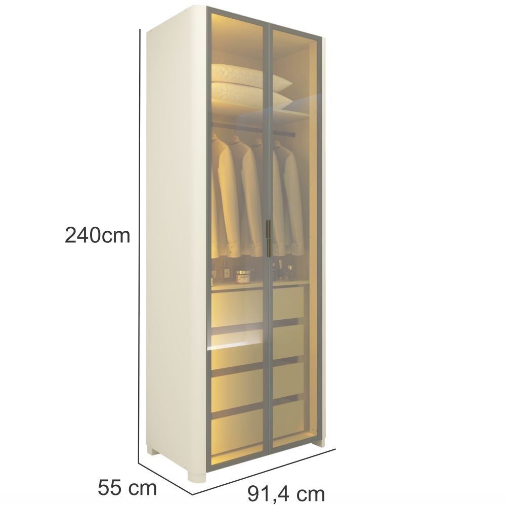 Guarda Roupa Roupeiro Gelius Innova 2 portas reflecta 4 gavetas canto ...